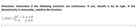 Solved Directions Determine If The Following Functions Are Continuous