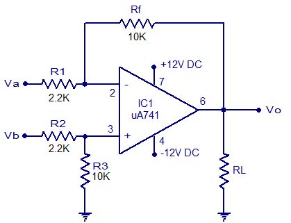 Design Of Differential Amplifier Using Op Amps
