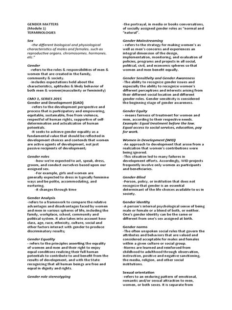 Gender Matters Pdf Gender Gender Studies