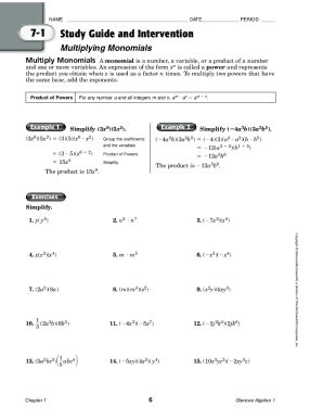 Fillable Online Algebra 1 STUDY GUIDE INTERVENTION WKST Pdf Fax Email Print PdfFiller