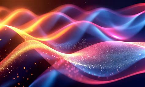 Abstract Glowing Waves Of Light With Particles Stock Video Video Of