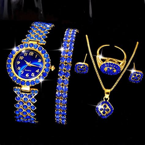 Blue Sparkling Watch Set Sparkling Stones