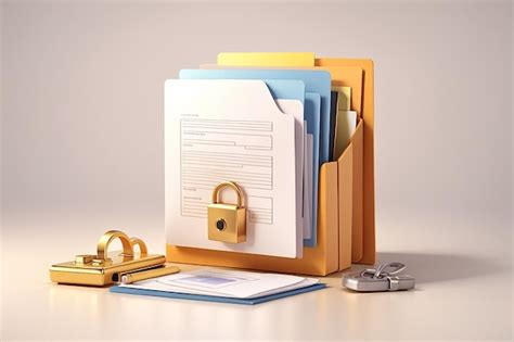Premium Photo Paper Documents Icon With Padlock Document Management Modern Private File Safe