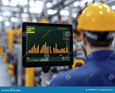 Engineers Inspect Digital Dashboard With Real Time Manufacturing Data Generative Ai Illustration