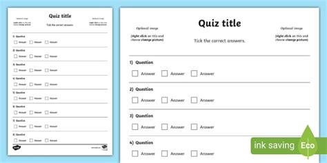 Editable Quiz Template Easy Online Quiz Maker Twinkl Worksheets