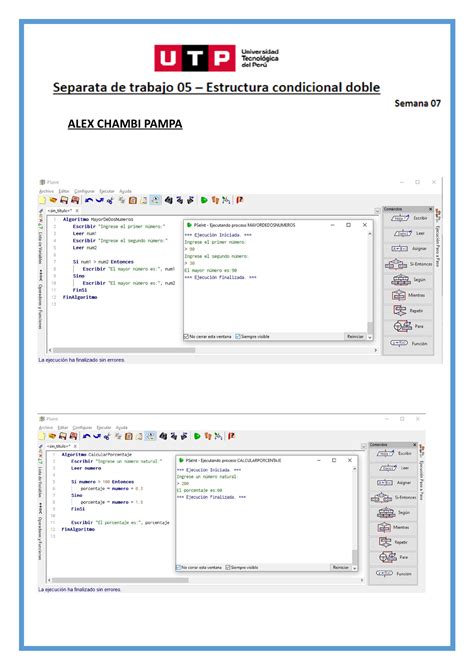 Algoritmos Semana GAAA Principios De Algoritmos ALEX CHAMBI PAMPA Studocu