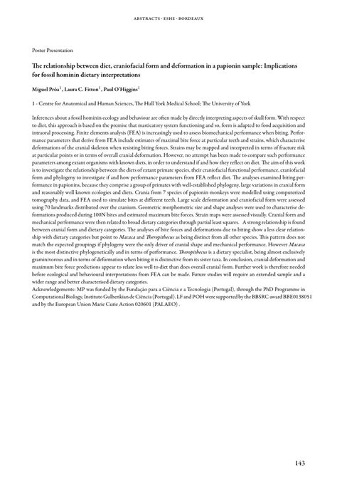 Pdf The Relationship Between Diet Craniofacial Form And Deformation In A Papionin Sample