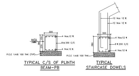 Autocad Dwg With Plinth Beam Cad Blocks