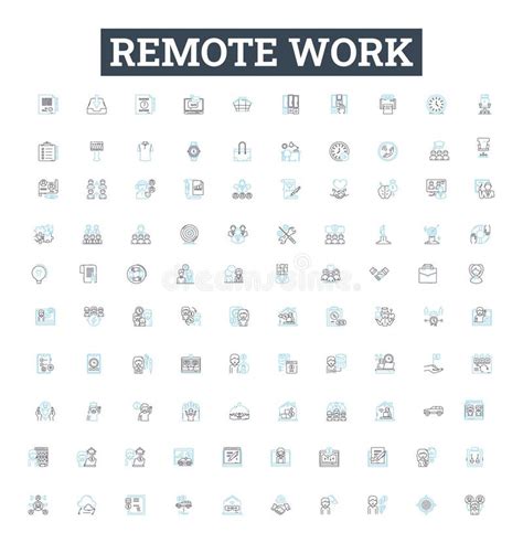 Remote Work Vector Line Icons Set Remote Work Telecommuting