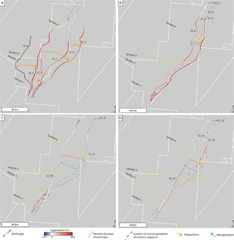 Map Showing The Evolution Of The Interpreted Shelf Margin Rollovers For