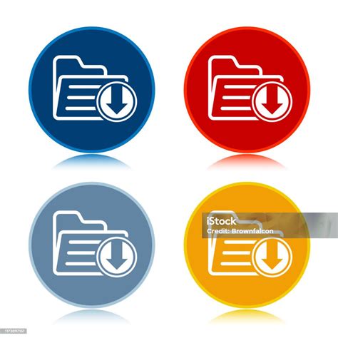 다운로드 파일 아이콘 트렌디 한 평면 라운드 버튼 세트 일러스트 디자인 개념에 대한 스톡 벡터 아트 및 기타 이미지 개념 개념과 주제 고리 사슬 Istock