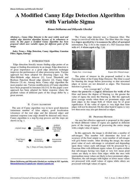 pdf modified canny edge detection algorithm with variable sigma