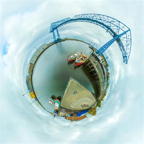 Premium Photo 360 Tiny Planet Of The Transporter Bridge Middlesbrough