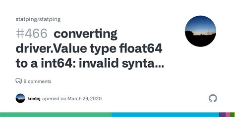 Converting Drivervalue Type Float64 To A Int64 Invalid Syntax After Update · Issue 466