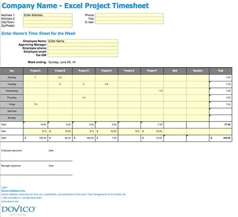Free Project Timesheet Template Xls 450KB 39 Page S