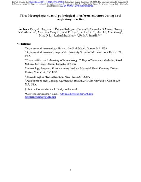 Pdf Macrophages Control Pathological Interferon Responses During