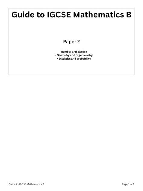 Guide To Igcse Mathematics B Pdf
