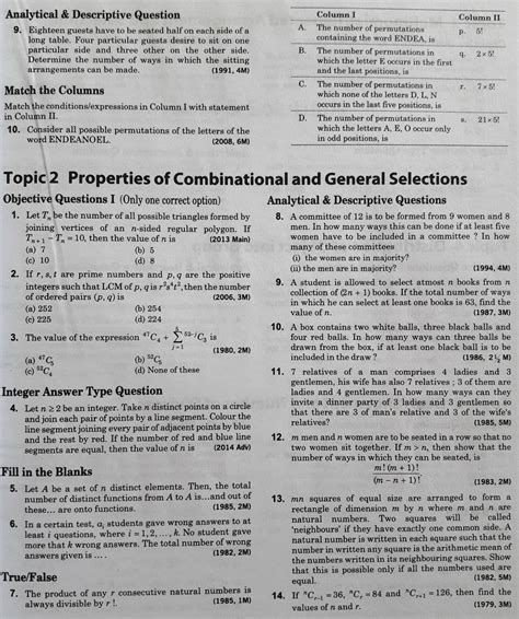 Permutation And Combination Jee Advanced 38 Year Previous Year Questions Free Pdf Download All