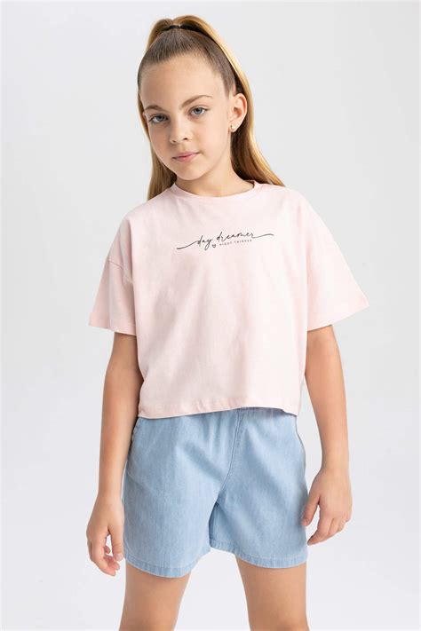 Pembe بنات تي شيرت نص كم كروب 2798039 Defacto