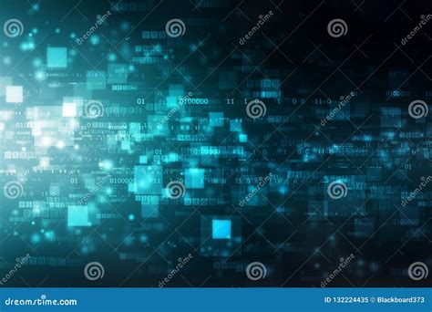flowing number one and zero text in binary code format in technology background stock