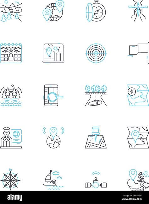 Map Based Navigation Linear Icons Set Gps Navigation Directions Wayfinding Geolocation