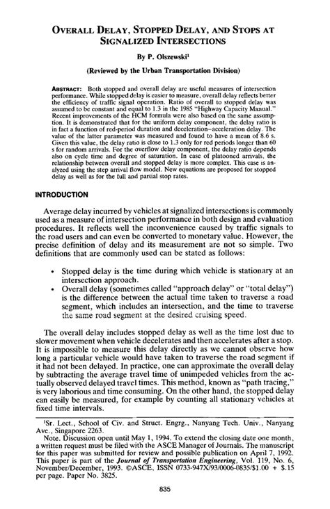 Pdf Overall Delay Stopped Delay And Stops At Signalized Intersections