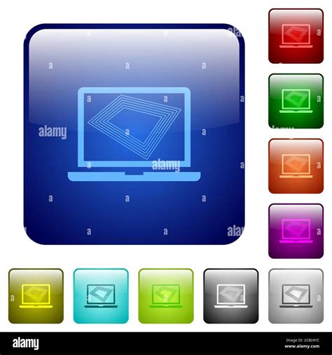 Screen Saver On Laptop Icons In Rounded Square Color Glossy Button Set