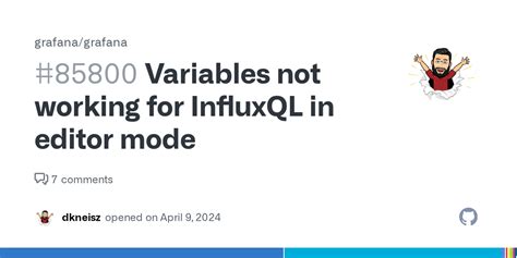 Variables Not Working For Influxql In Editor Mode · Issue 85800