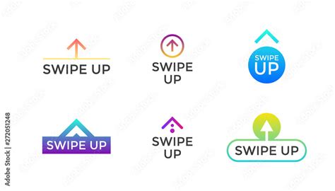 Swipe Up Button Icon Set Application And Social Network Scroll Arrow