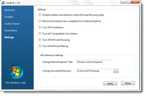 Tweak IE Lets You Customize Tweak Internet Explorer