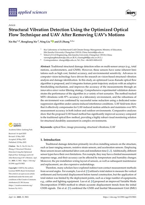 Pdf Structural Vibration Detection Using The Optimized Optical Flow