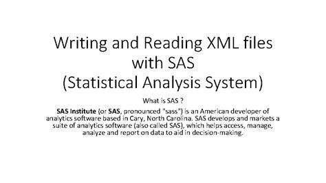 Writing And Reading Xml Files With Sas Statistical