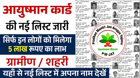 Ayushman Card List आयुष्मान कार्ड की ग्रामीण लिस्ट में यहां से नाम चेक करें