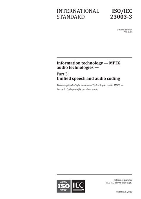 ISO IEC 23003 3 2020 Information Technology MPEG Audio Technologies Part 3 Unified Speech And