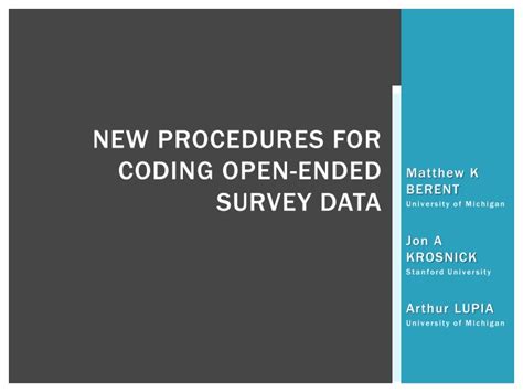 Ppt New Procedures For Coding Open Ended Survey Data Powerpoint