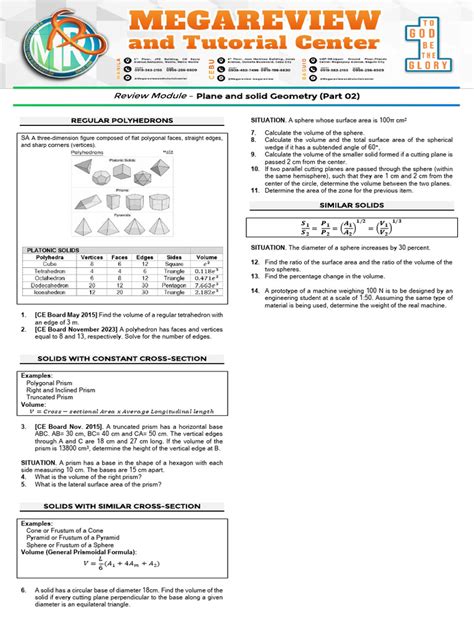 Review Module 03 Plane And Solid Geomtery Part 02 1 Download Free Pdf Sphere Area