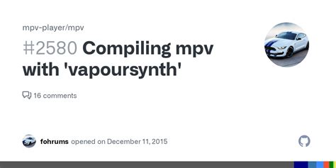 Compiling Mpv With Vapoursynth · Issue 2580 · Mpv Playermpv · Github
