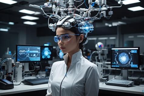 Premium Ai Image Futuristic Brain Interface Lab