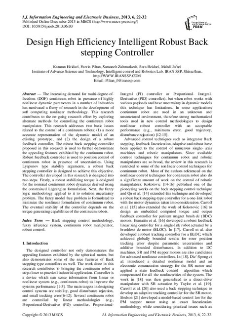 Pdf Design High Efficiency Intelligent Robust Backstepping Controller