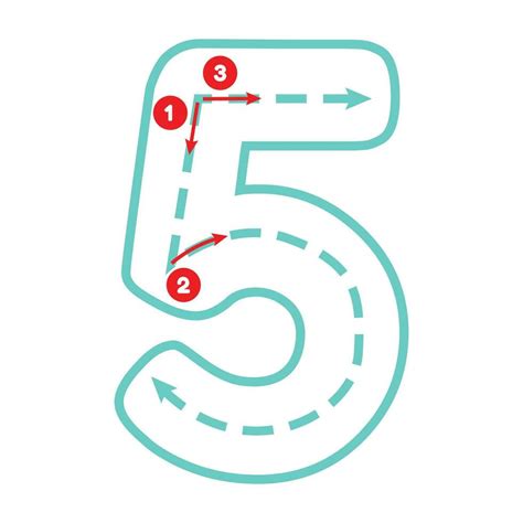Write Number Five With Tracing Guide Outline Number Preschool