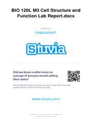 Stuvia Bio L M Cell Structure And Function Lab Report Docx Pdf BIO L M Cell