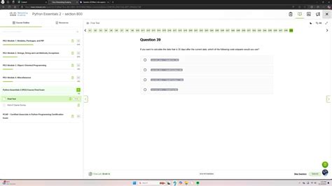 Question 39 If You Want To Calculate The Date That Is 30 Days After The Current Date Which Of