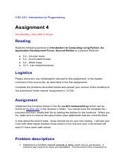 Csc401 Assignment4 Pdf CSC 401 Introduction To Programming