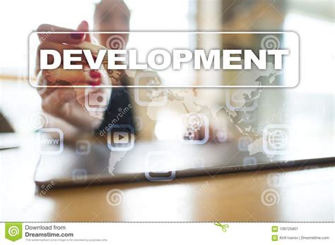 Development Concept On Virtual Screen Software Personal Stock Image Image Of Notebook