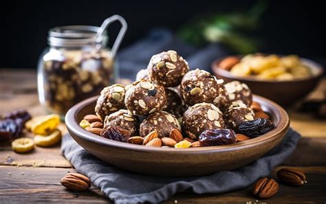 premium ai image energizing cacao and nut snack bites generative ai