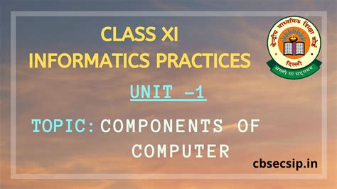 Components Of A Computer System CBSE CS And IP