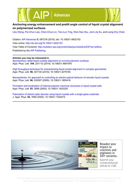 Pdf Anchoring Energy Enhancement And Pretilt Angle Control Of Liquid