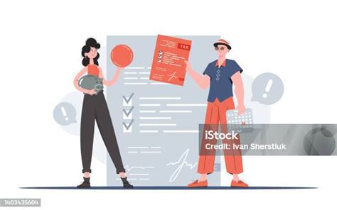 남자와 여자는 돼지 저금통과 동전으로 완전히 성장합니다 세금 납부 프레젠테이션을 위한 요소 지폐에 대한 스톡 벡터 아트 및 기타 이미지 Istock