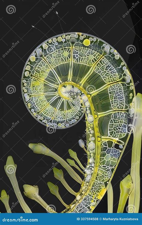 Protozoa Seen Under A Microscope Water Plant Leaf Cells With