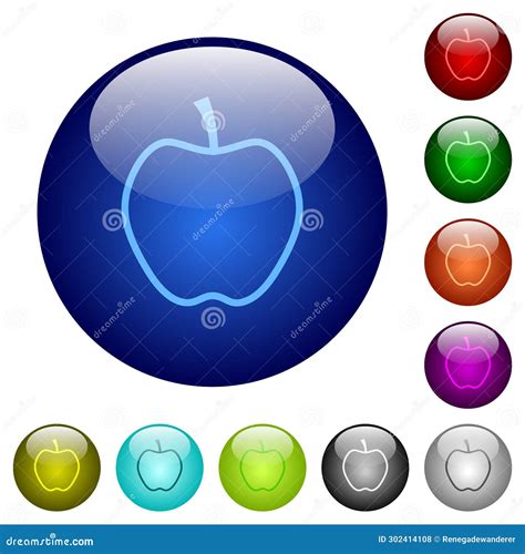 Apple Outline Color Glass Buttons Stock Vector Illustration Of Palatable Nourishment 302414108